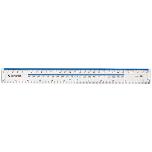 Ruler Plastic Shatter-resistant 10ths 16ths/inch and Millimetres 300mm ...