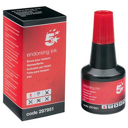5 Star Endorsing Ink, 28ml, Red | Paperstone