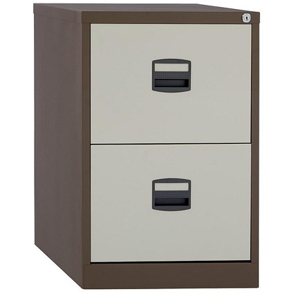 Trexus Foolscap Filing Cabinet, 2-Drawer, Brown & Cream | Paperstone