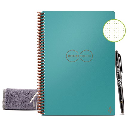 Rocketbook Core Executive Set Dot Reusable Notebook, A5, 36 Pages, Teal ...