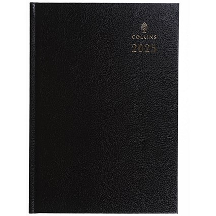 Collins A4 Desk Diary, Day Per Page, Black, 2025 | Paperstone
