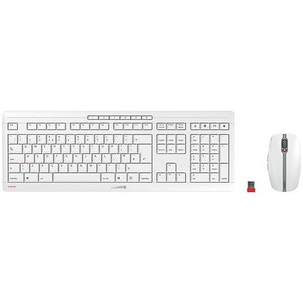 Cherry Stream Keyboard and Mouse Set, Wireless, Rechargable, Grey ...