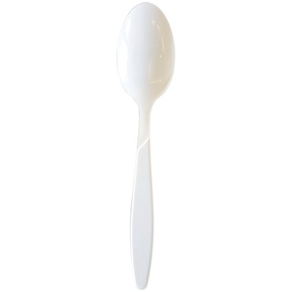 Heavy Duty Plastic Tablespoons 155mm White (Pack of 100) | Paperstone