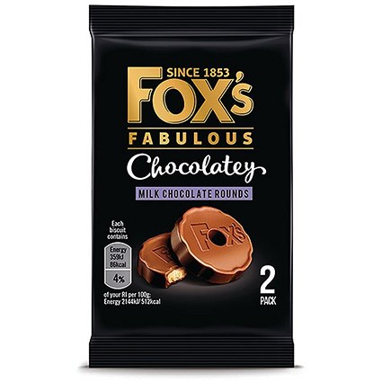 Fox's Chocolatey Rounds Biscuits Twin Packs, 32g, Pack of 48 | Paperstone