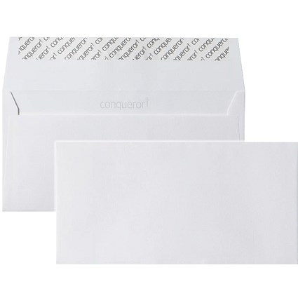 Conqueror DL Envelopes, Wove, High White, 120gsm, Pack of 500 | Paperstone