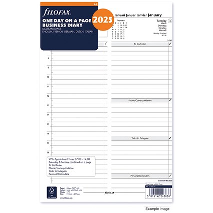 Filofax A4 Refill, Day Per Page, 2025 | Paperstone