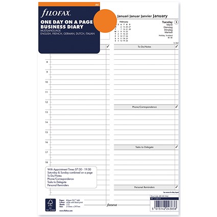 Filofax Refill Day Per Page A4 2022 22-68719 | Paperstone