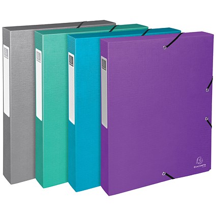 Exacompta Teksto Filing Box, 40mm Spine, Assorted, Pack of 8 | Paperstone