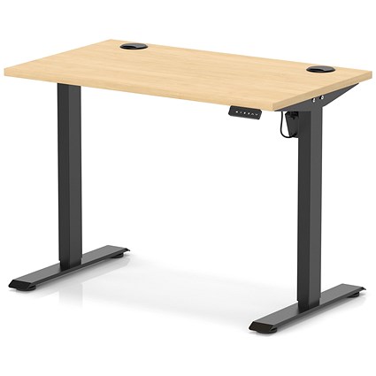 Air Lite 1000mm Slim Height Adjustable Office Desk, Black Leg, Maple ...