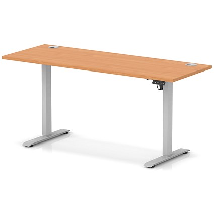 Air Lite 1600mm Slim Height Adjustable Office Desk, Silver Leg, Beech ...