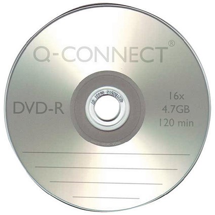 Q-Connect DVD-R Writable Blank DVDs, Cased, 4.7gb/120min Capacity, Pack ...