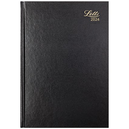 Letts A4 Business Diary, Day Per Page, Black, 2024 | Paperstone