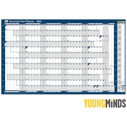 Sasco Oversized Year Planner, Unmounted, 1100x610mm, 2024 | Paperstone